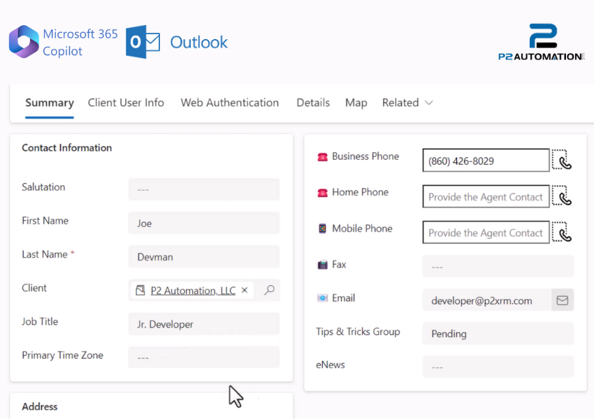 How To Create a Contact in CRM from an Email | P2 Automation